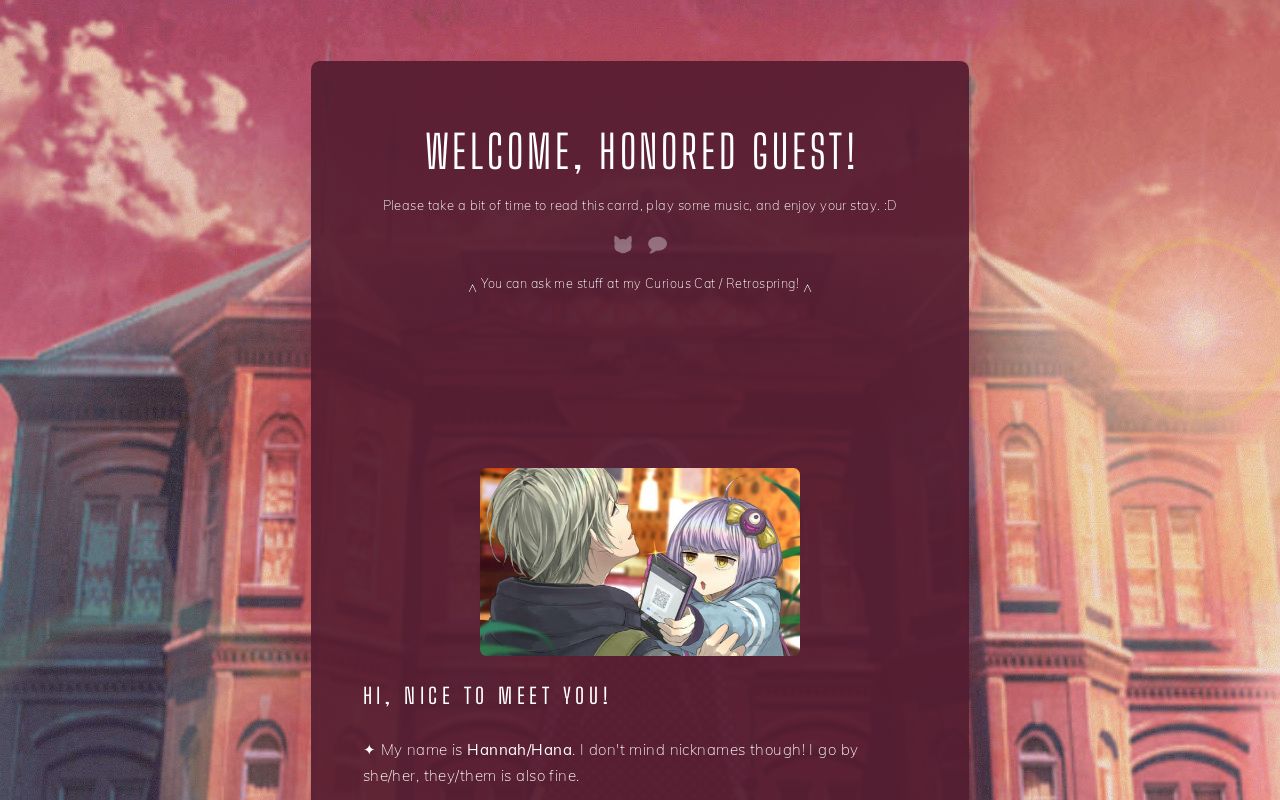 Welcome, honored guest!